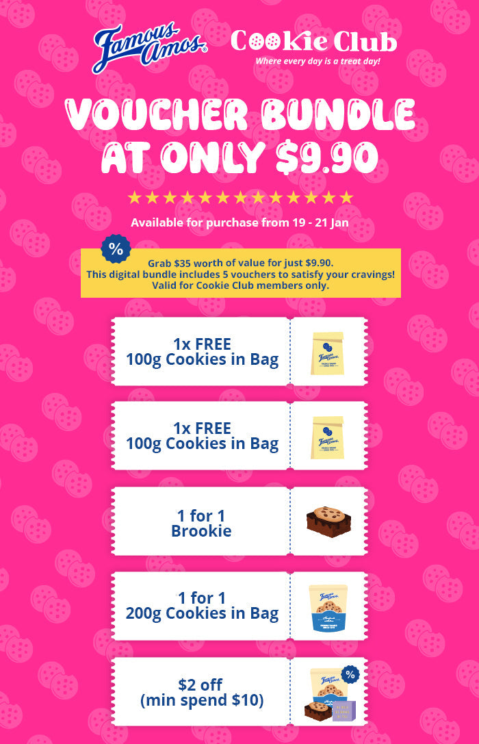 Famous Amos Voucher Bundle (5 Vouchers) – The Famous Amos Chocolate ...